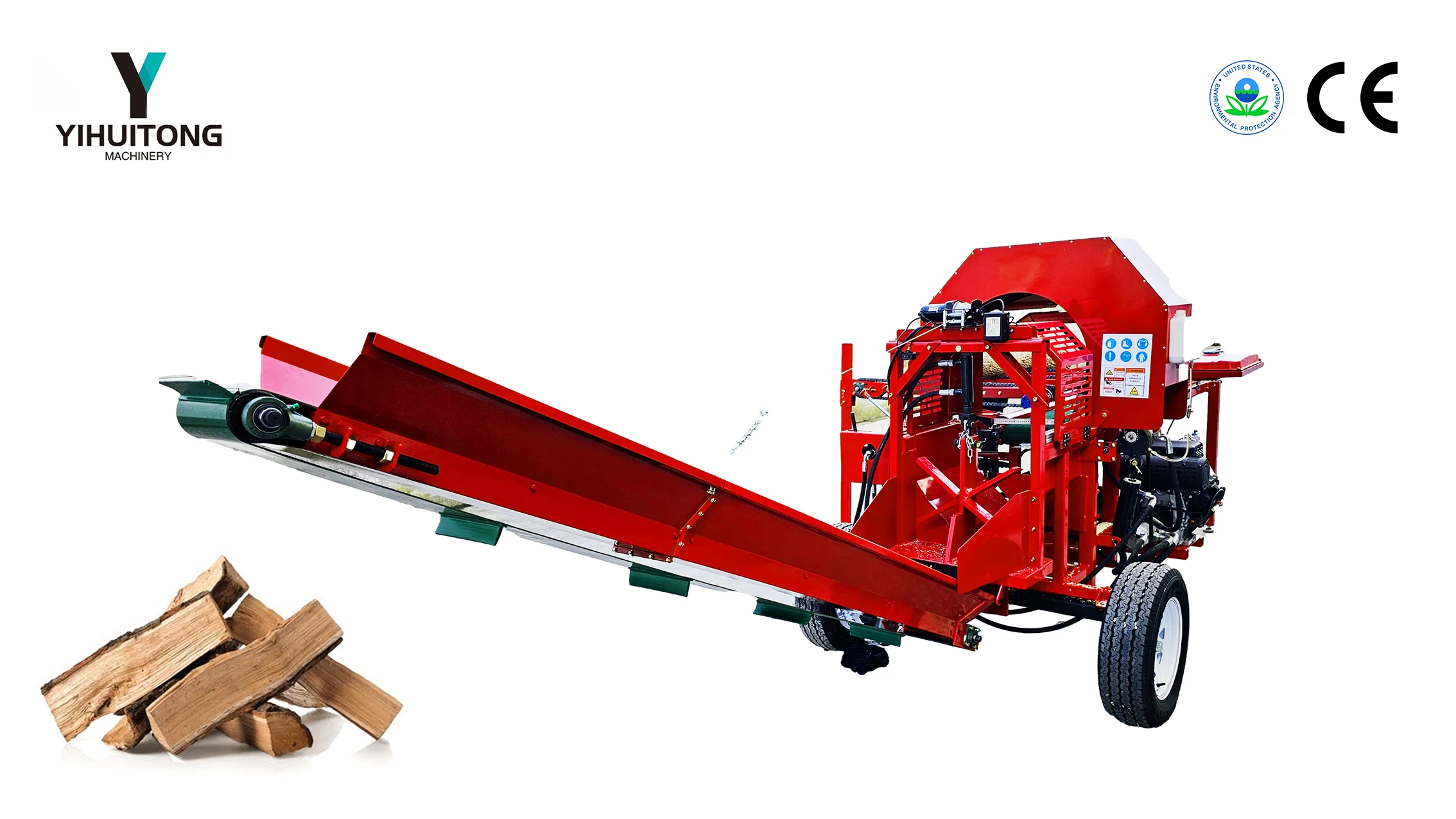 Gasoline Engine Powered Firewood Processor Log Splitter Woodworking ...