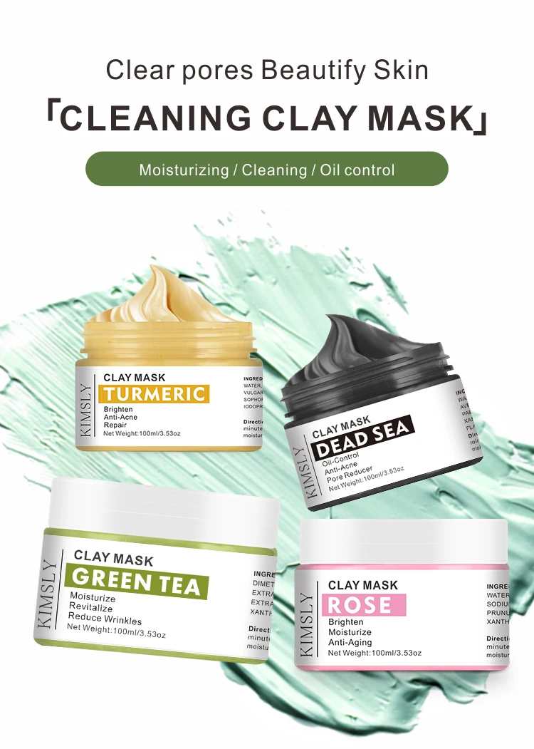 Organic Clay Mask Kit - Turmeric Green Tea Pink Rose Face Mud