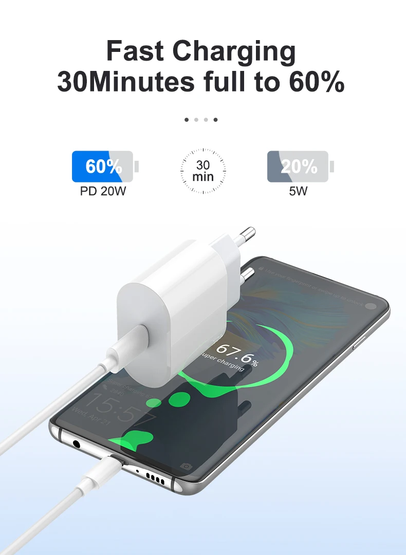 High Quality Usb Type C Adapter Power Cable Pd 20w Fast Charging Phone ...