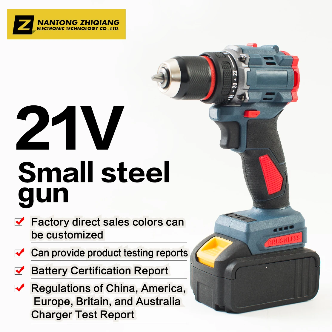 20v Cordless Power Impact Drill Machine With 2pcs Lithium Batteries ...