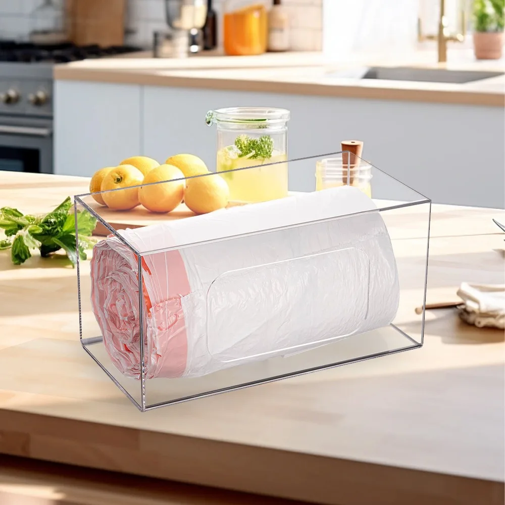 Clear Acrylic Wall-mount Trash Bag Holder Cabinet Kitchen Organizer ...