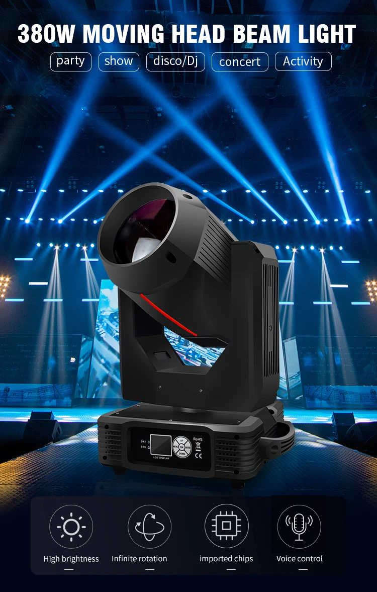 MOWL 380W Sharpy Beam Moving Head Light - Professional Stage Lighting