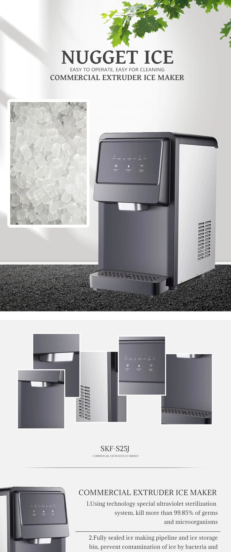 Pebble Ice Machine Granular/Nugget/Crushed Ice Machine Ice Maker ...