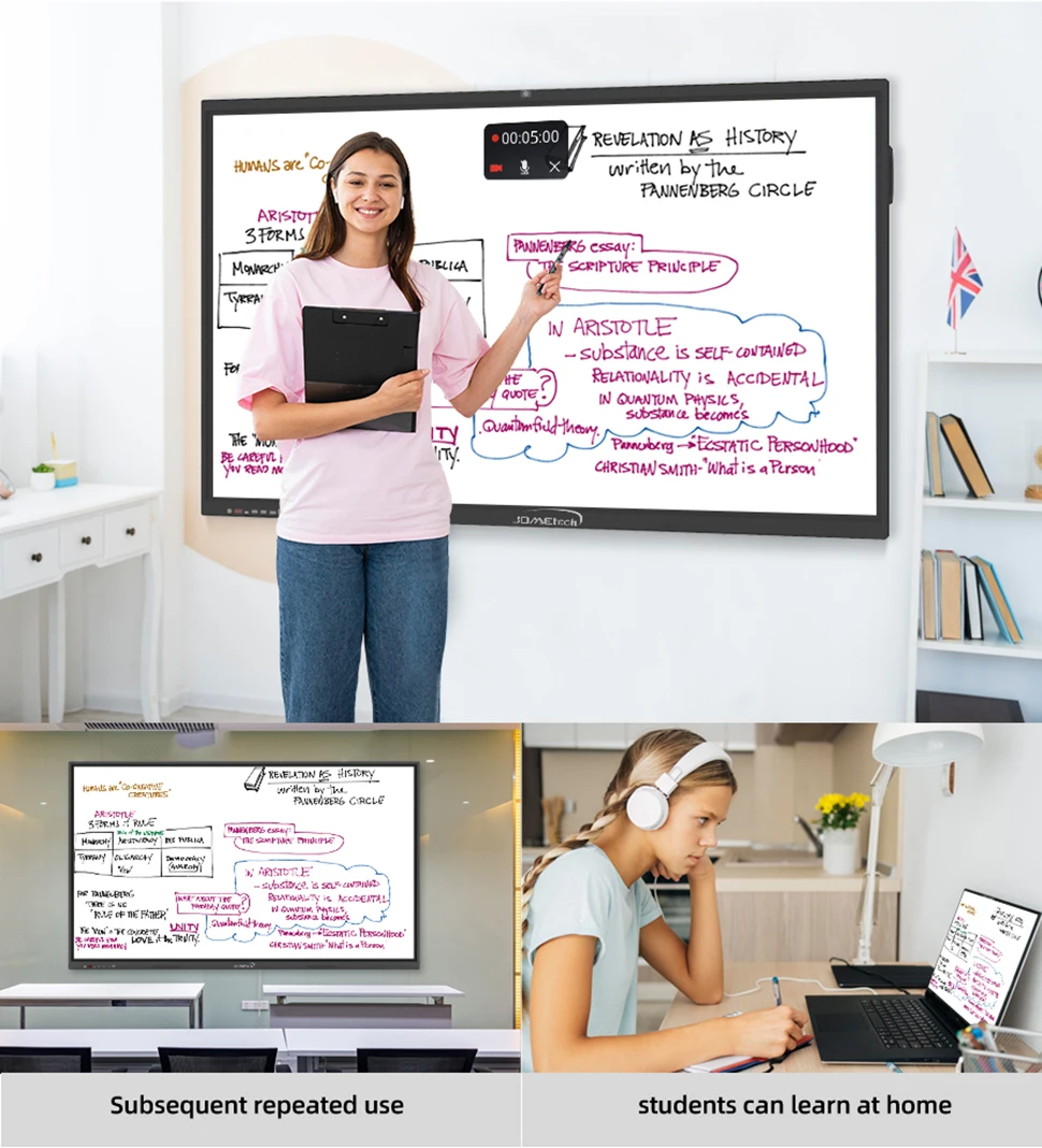 JOMEtech 75 Inch 4K Touch Screen Smart Board Interactive Flat Panel LED ...