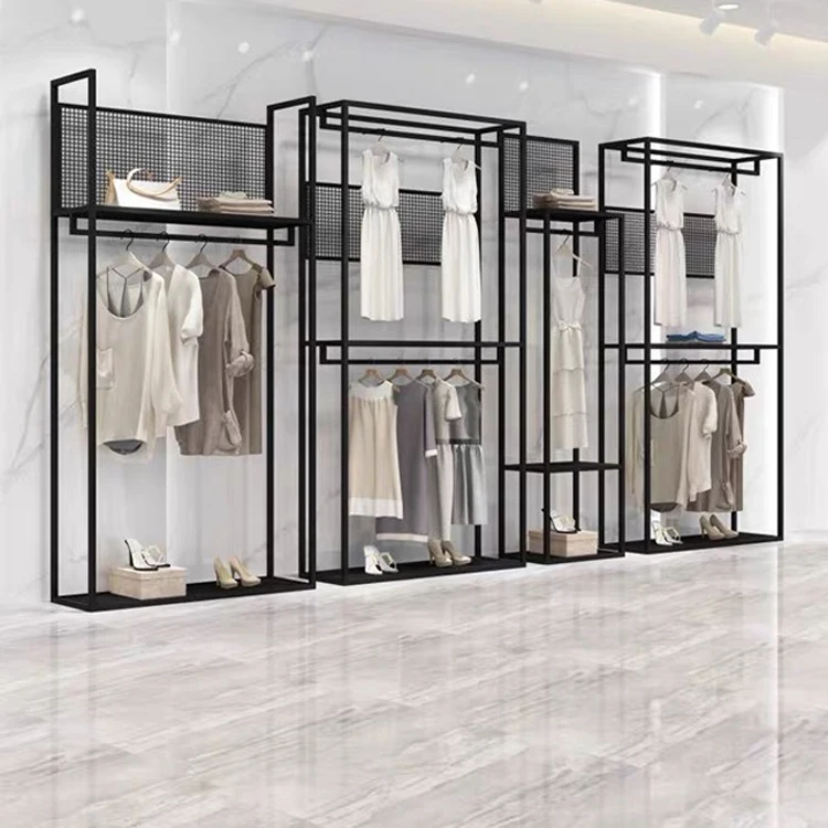 Custom Women's Clothing Store Shelves Metal Clothing Store Decoration ...