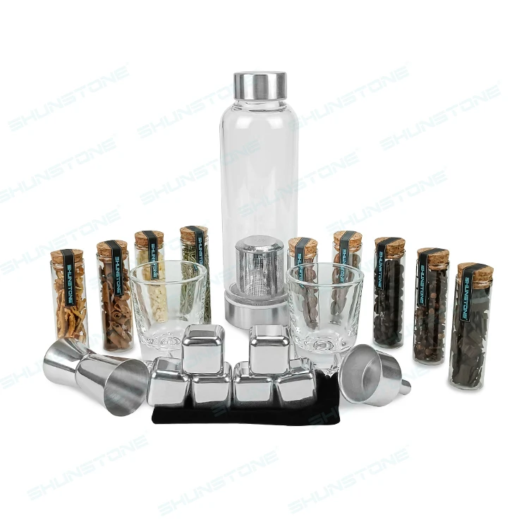 Bartender Whiskey Making Kit With Spices Whiskey Bottle and Shot Glass ...