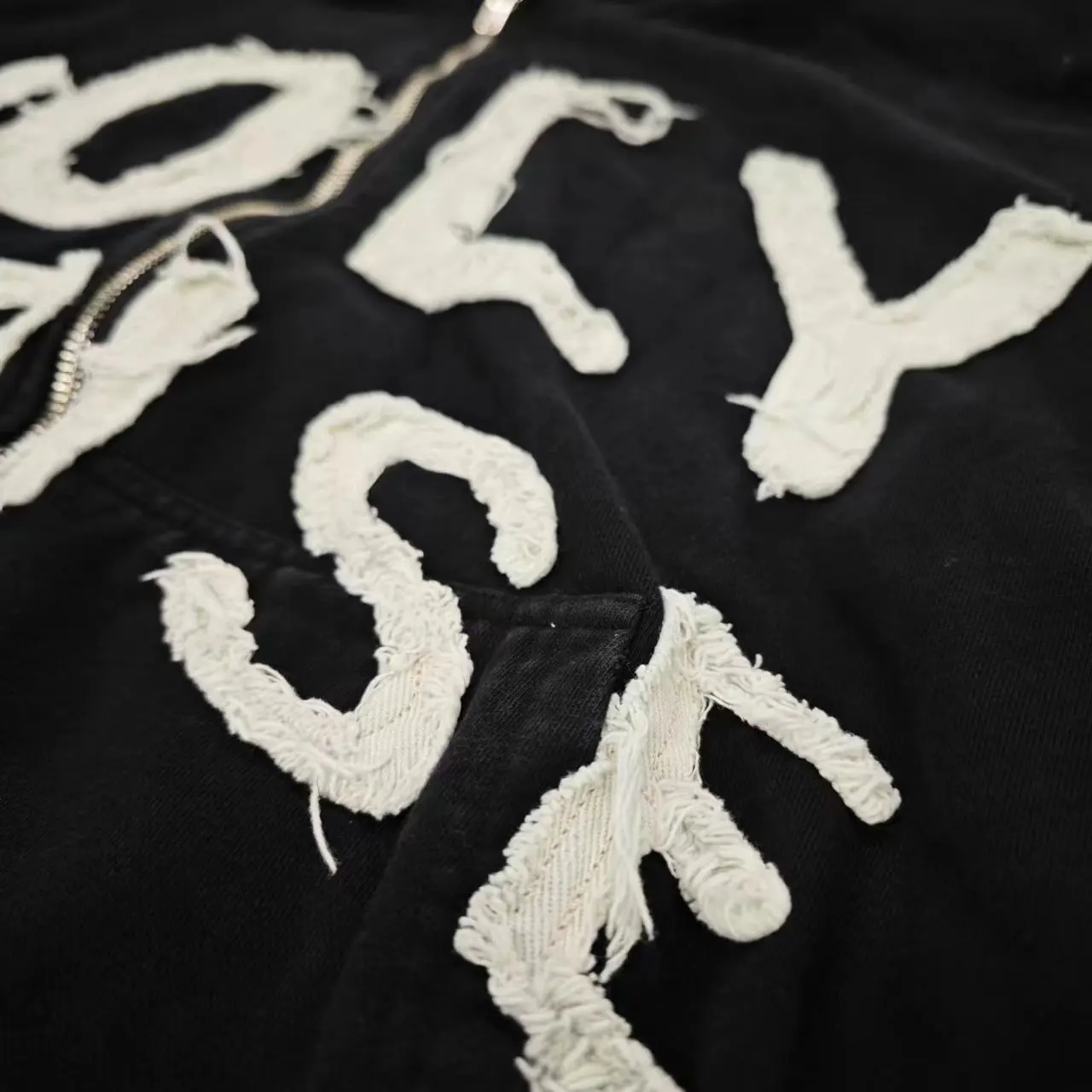 Custom Acid Wash Embroidered Patchwork Sweatsuit Applique