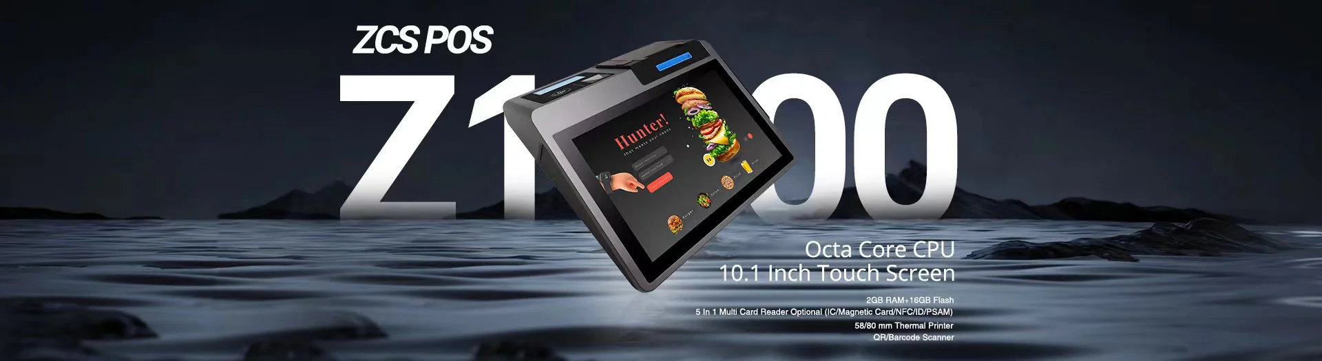 Restaurant Food Order POS Machine Z100 Dual Screen 10.1 Inch