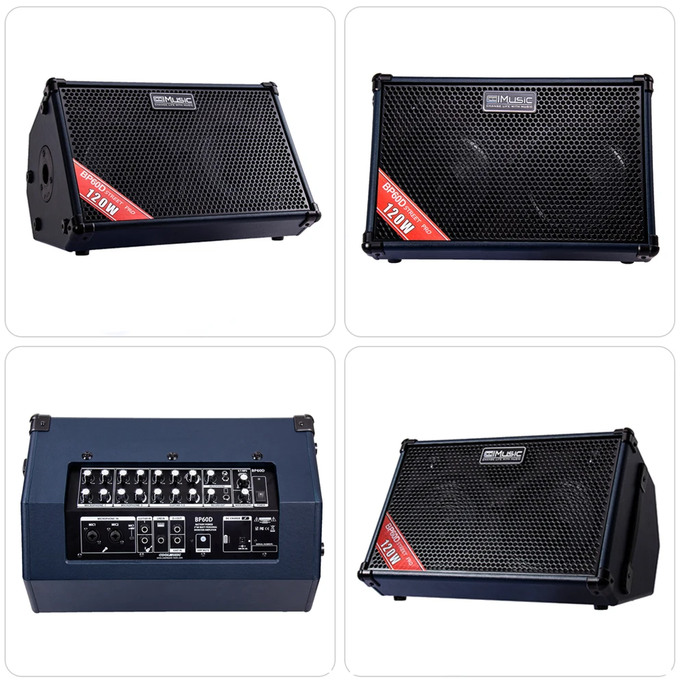COOLMUSIC BP60D 120W Wood Power Guitar Amplifier for Buskers