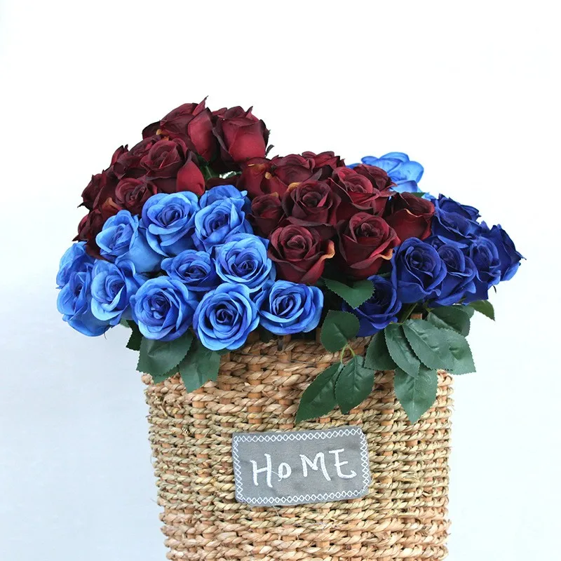 12 Heads Rose Bouquets Rose Hand Held Flowers Artificial Real Touch ...
