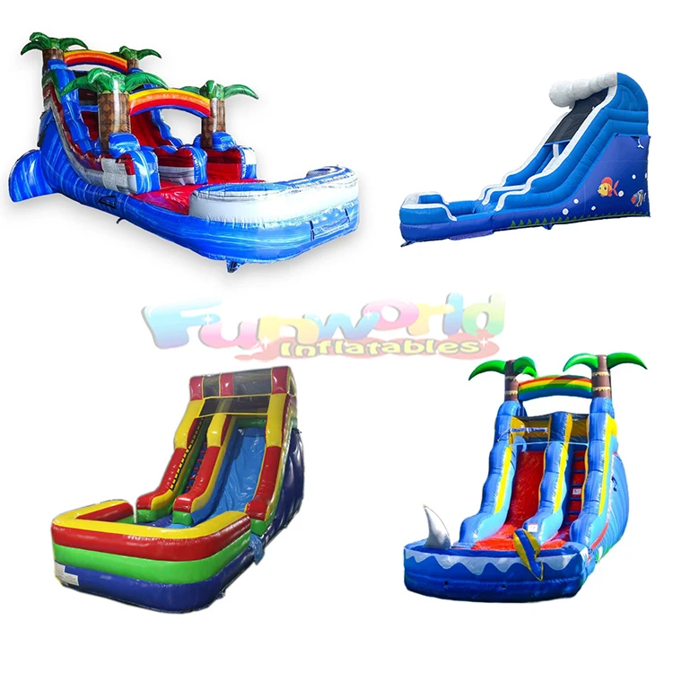 Kids Tropical Palm Tree Jumping Castle Waterslide Commercial Inflatable ...