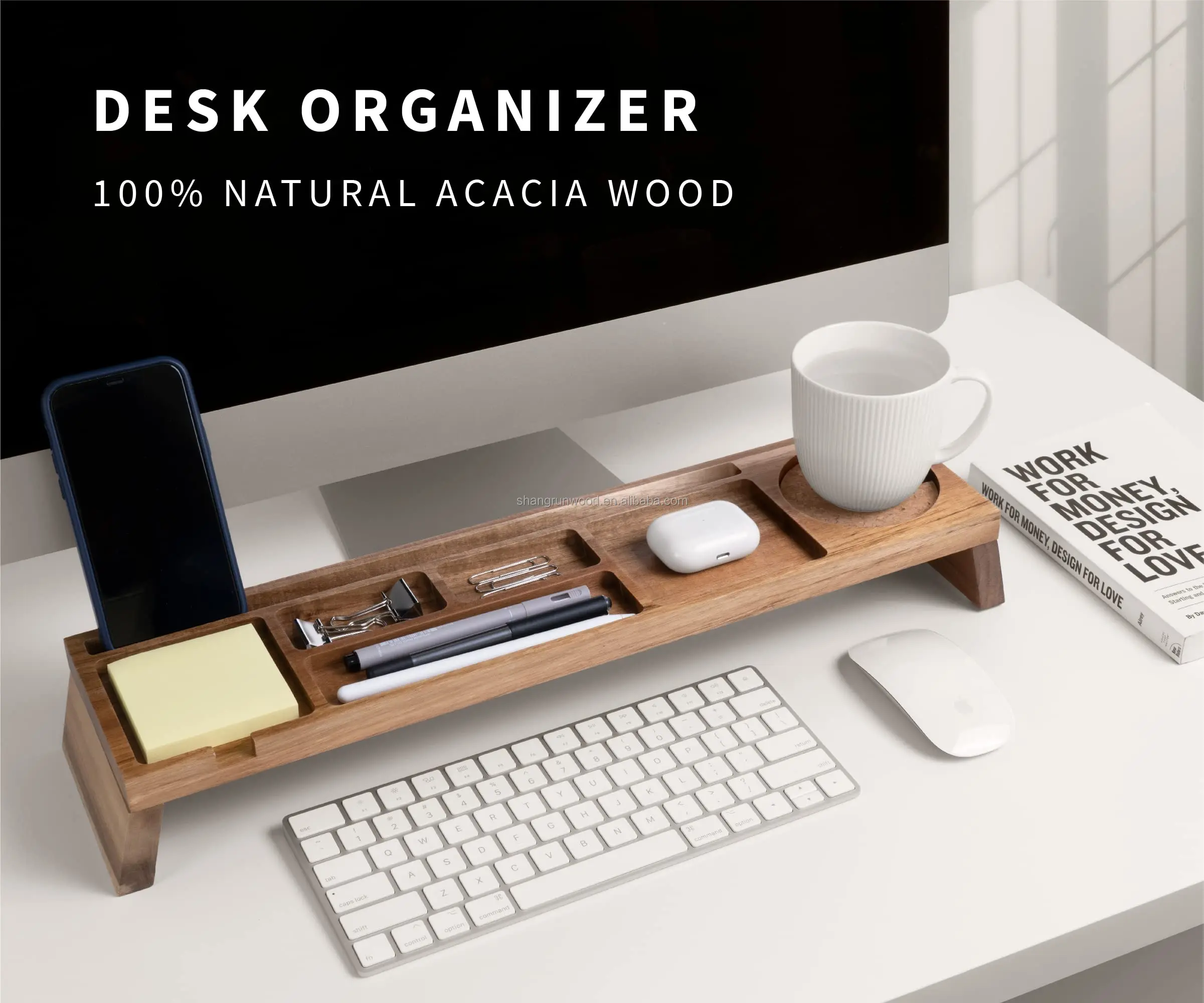 Natural Wood Desk Organizer Multi-compartment Wooden Organizers ...
