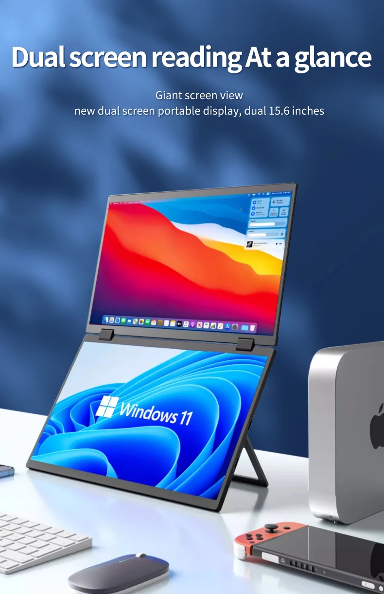OEM Dual Screen Portable Monitor 15.6 Inch 1080P LCD
