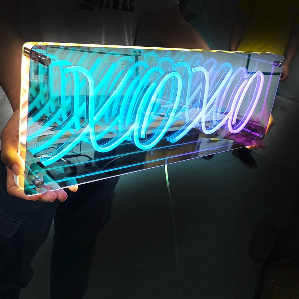 Customized R Abyss Mirror Neon Light Sign Acrylic Mirror LED