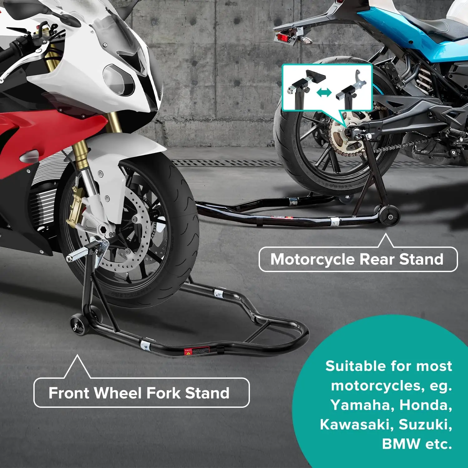 Motorcycle Stand 850lbs Sport Bike Front and Rear Wheel Lift Swingarm ...