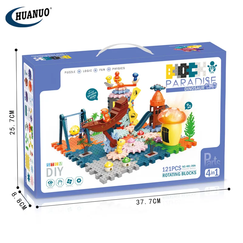 Kids Learning Motorized Spinning Gears Toys 121 Pcs Dinosaur Electric ...