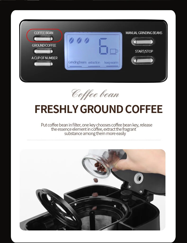 Digital Programmable Combo 2 in 1 Coffee Maker with Grinder