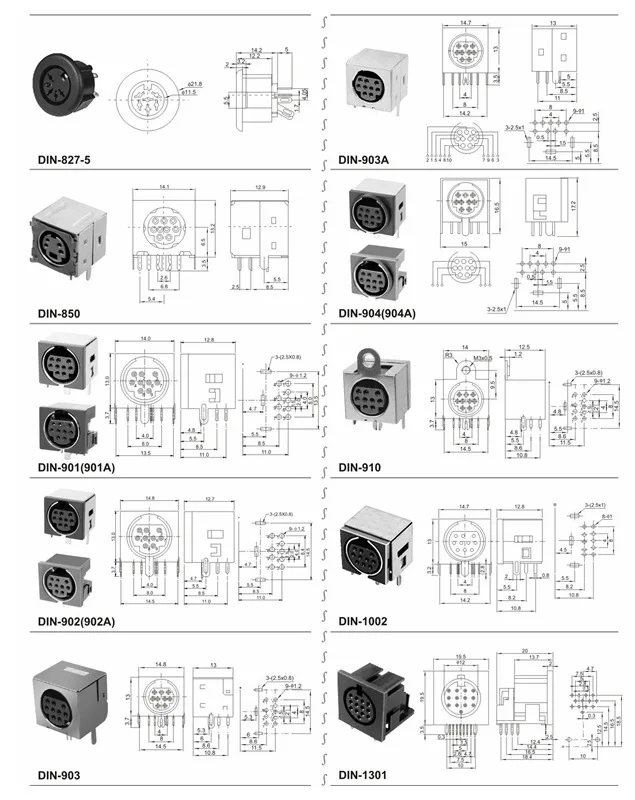 Male Female Din Socket Connector 2/3/4/5/6/7/8/9/10/11/12/13 Pins Din ...