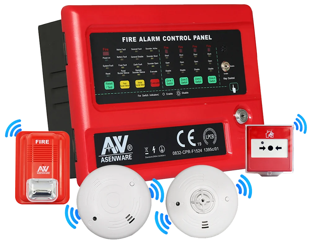 Asenware Wireless Fire Alarm System - 4 Zone Control Panel