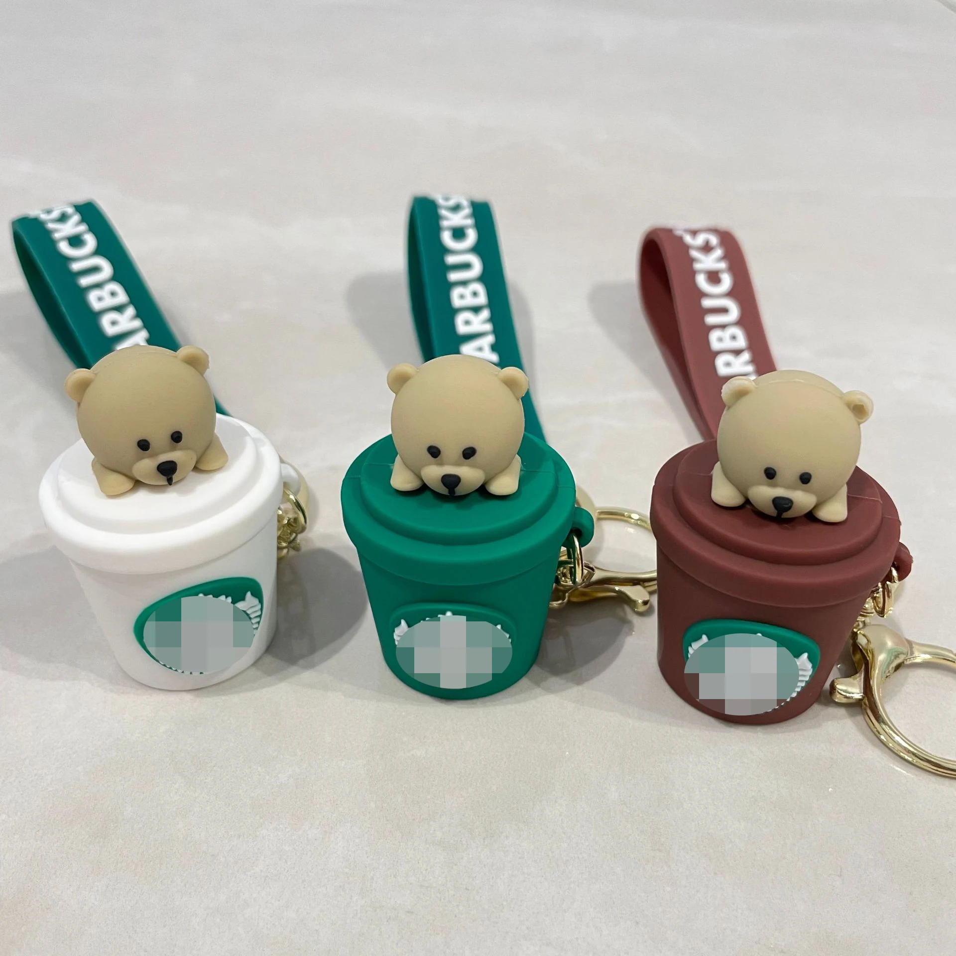 Cute Cartoon Ice Cream Bear Keychain - PVC Rubber Charm