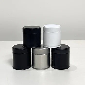 Wholesale Round Black White Silver Metal Matcha Tin Can 30g 40g ...