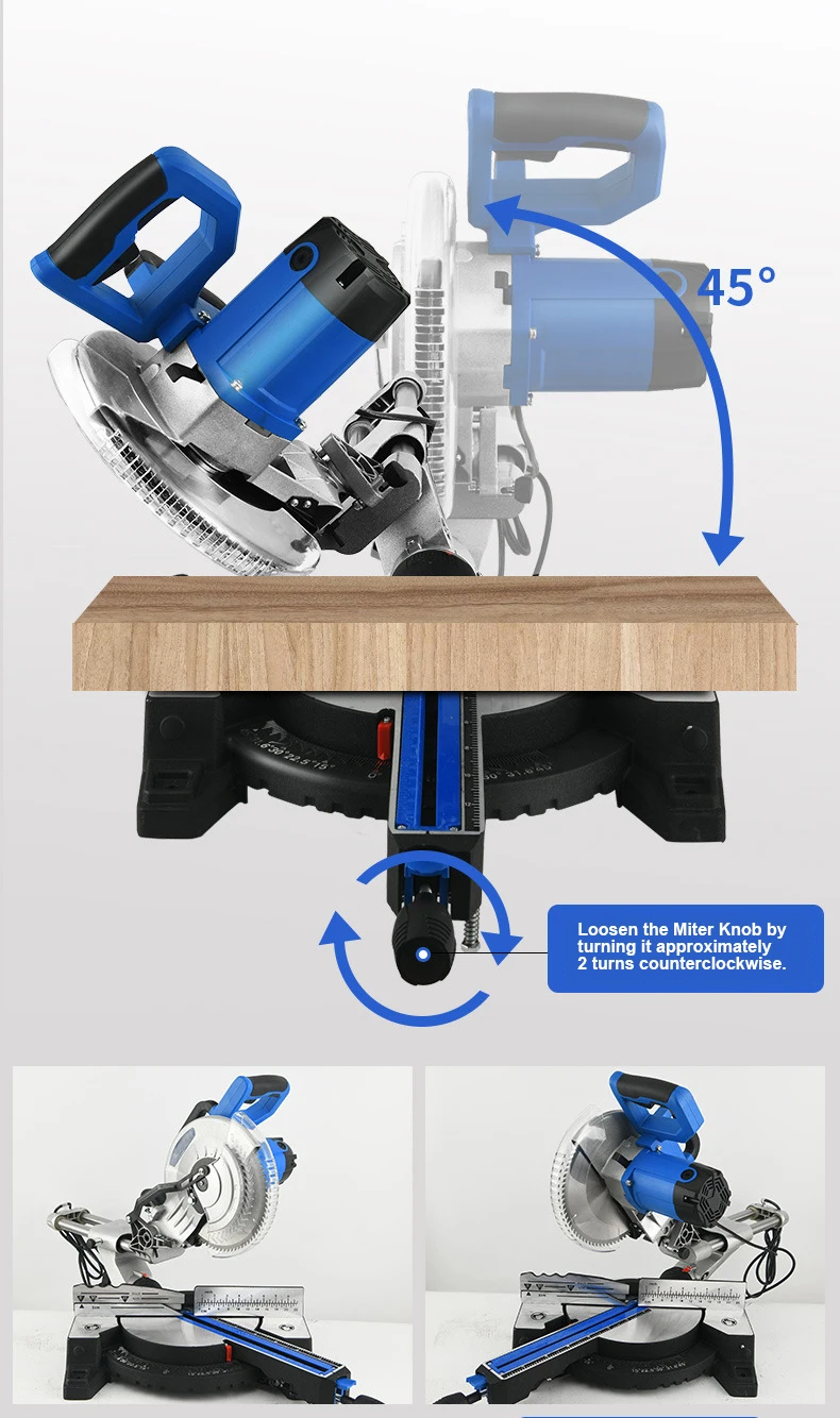 Bevel Sliding Compound Electric Miter Saw 10Inch and 12 Inch (0- 45 ...