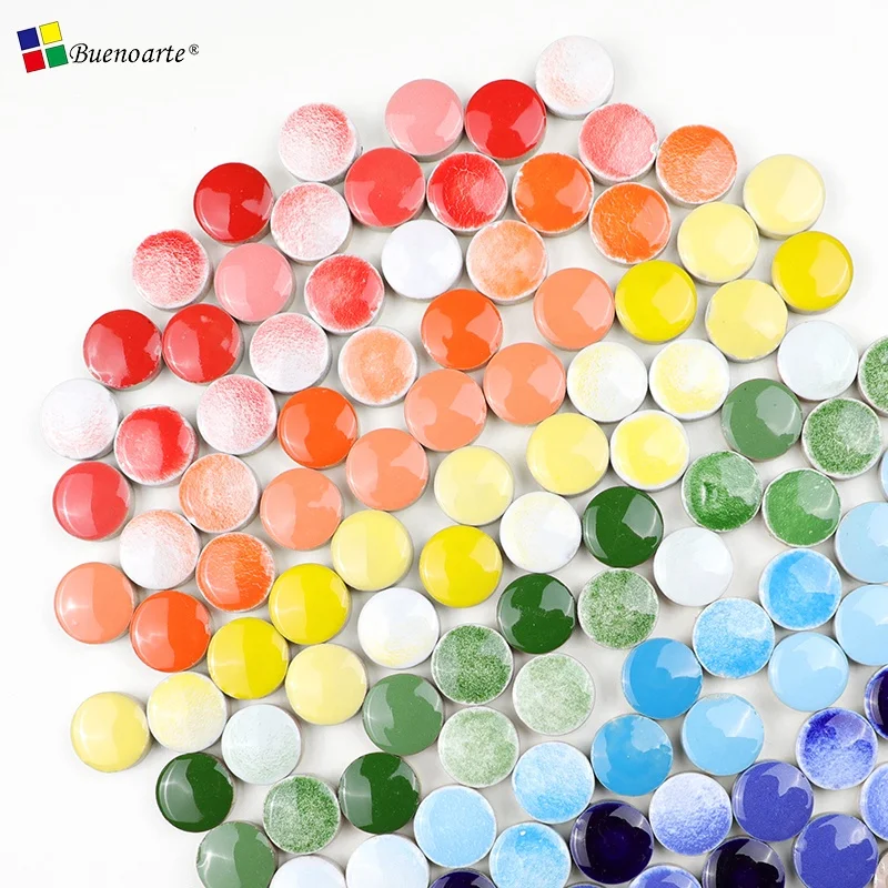 2cm Multicolor Round Ceramic Mosaic DIY Blended Art Tile Colorful Porcelain Mosaics Handcraft ...
