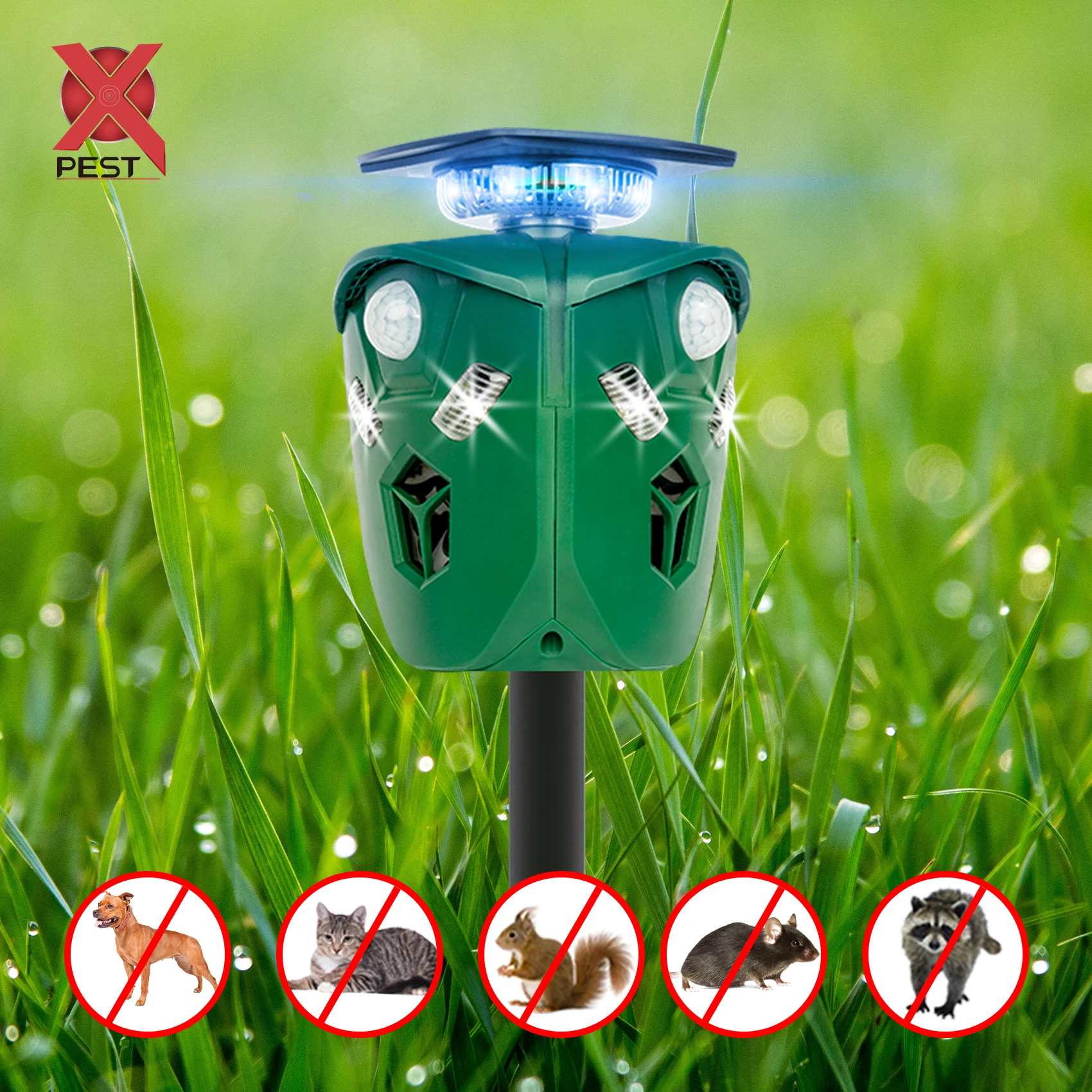 2025 New Tri-face 360 Outdoor Solar-Powered Ultrasonic Effective Pest ...