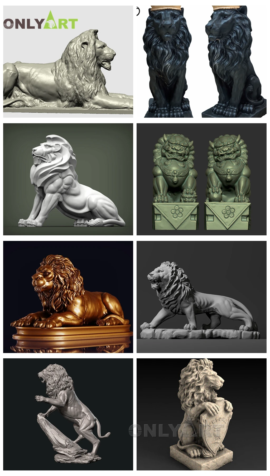 Customizable Life Size Big Lion Bronze Sculpture Outdoor Lion Statue ...