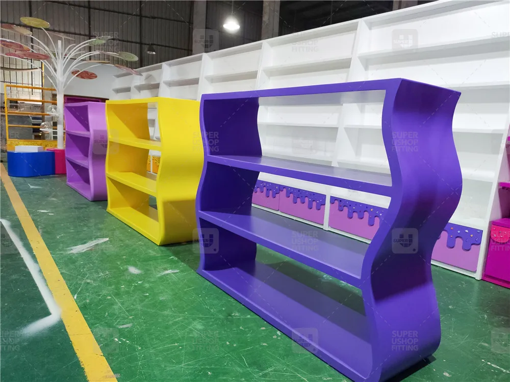Custom Confectionery Store Display Shelf Decoration Colorful Bespoke ...