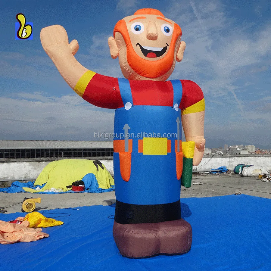 Inflatable Sarah and Abraham Character with Handcuffs and a 50 Sign