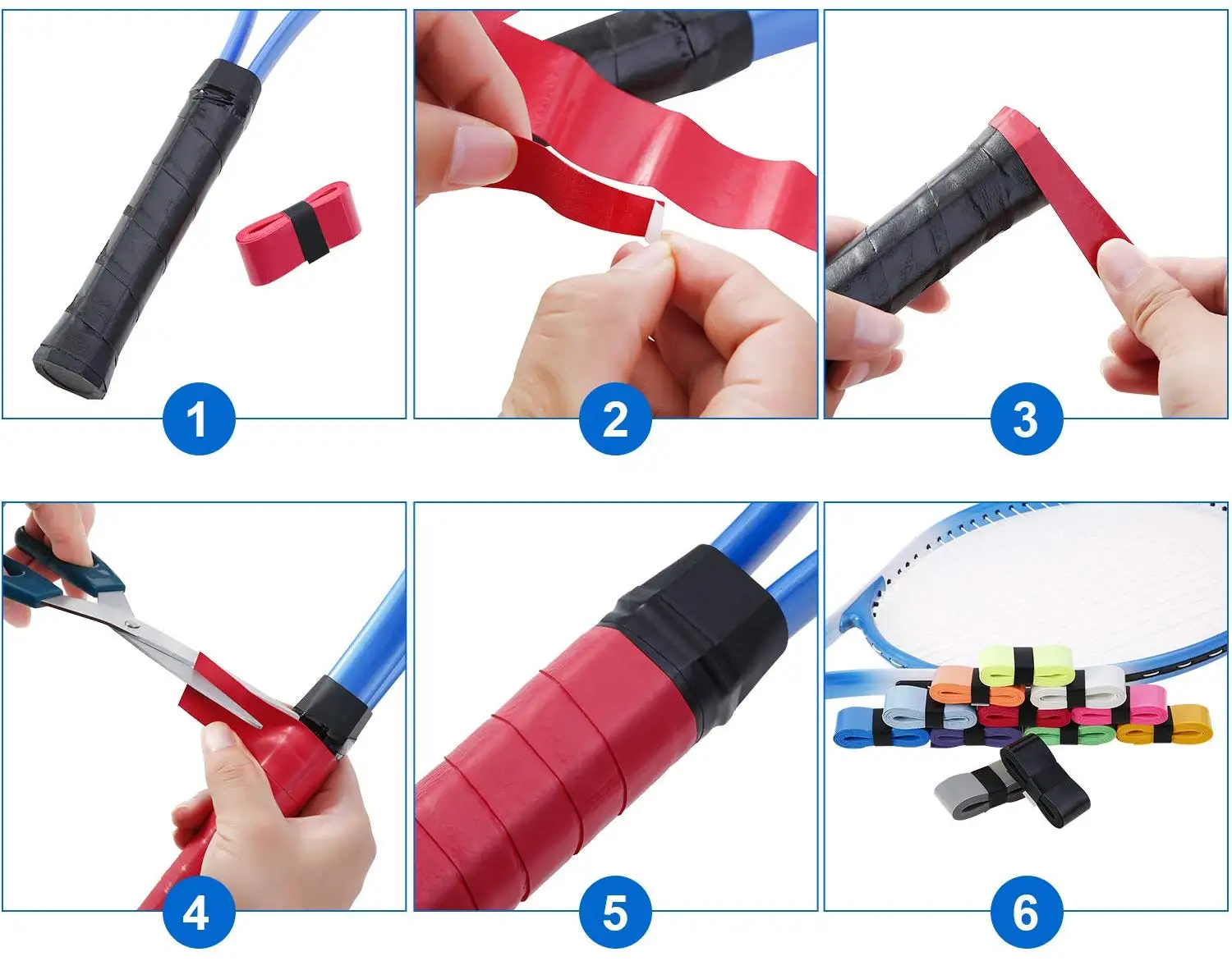 Precut and Dry Feel OverGrip for Padel Racket Paddle Overgrip Grip Tape ...