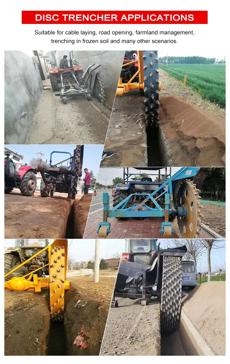 Tractor Drive Disc Trencher Laying Underground Cables Machine Rock ...