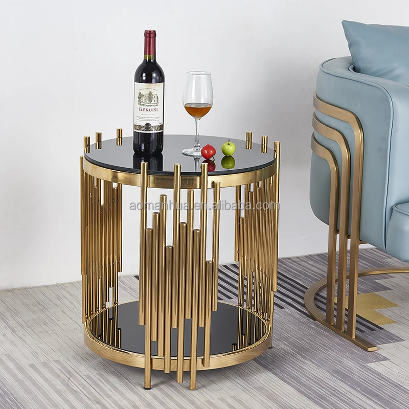 Retro Lobby Side Table Space Saving Stainless Steel Base End Table ...