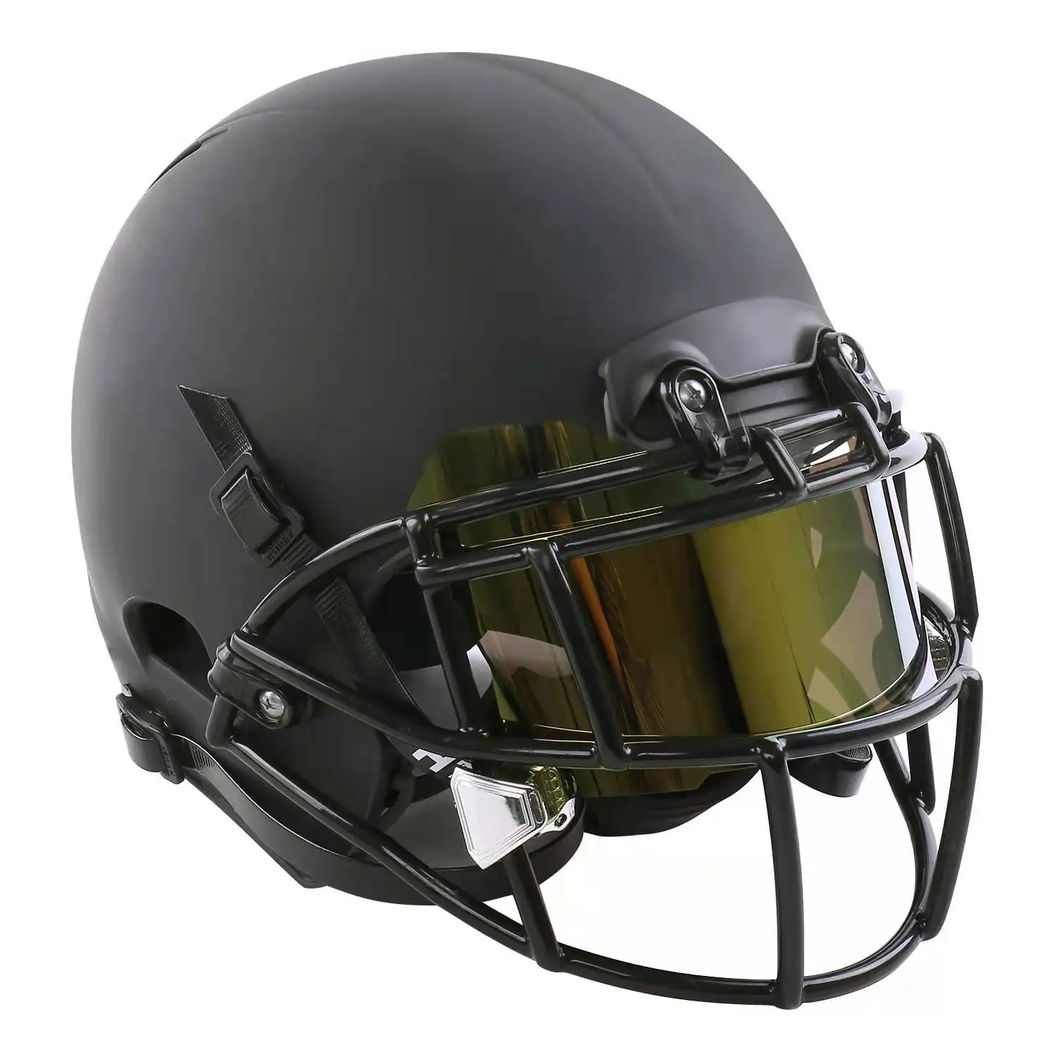 All Black Football Visor - Mirror Gold American Football Helmet Shield
