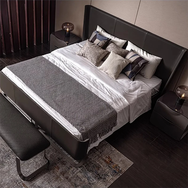 Luxury Italian Bedroom Set Furniture King Size Modern Minimalist Double ...