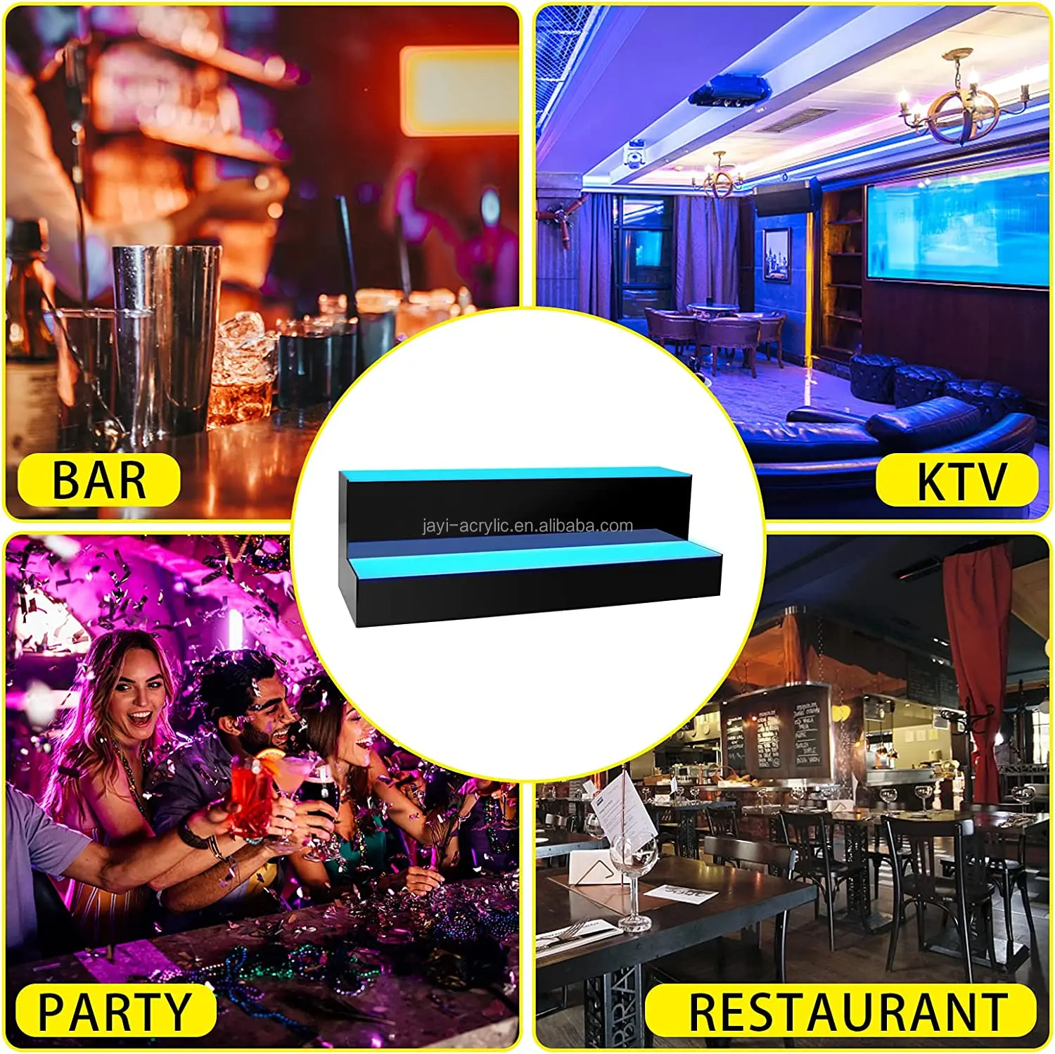 JAYI Custom LED Lighted Liquor Bar Bottle Display Shelf Acrylic Lighted ...