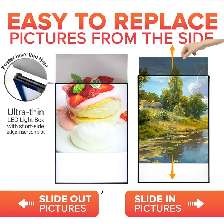 A1 A2 LED Backlit Poster Pavement Advertising Stand Foldable Ads ...