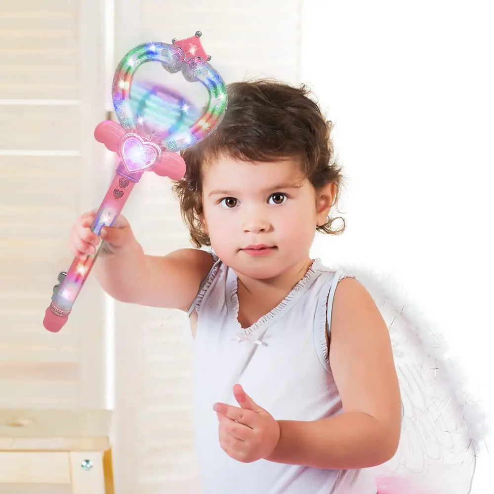 Led Light Up Queen Wand Kids Flashing Musical Spinning Wand Birthday ...