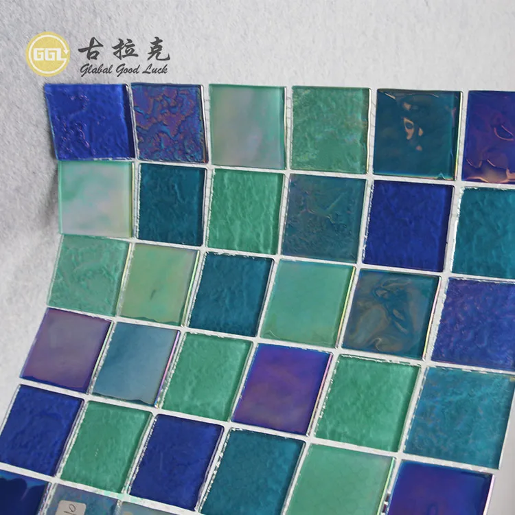 Iridescent Crystal Glass Pool Mosaic Tiles - Factory Price