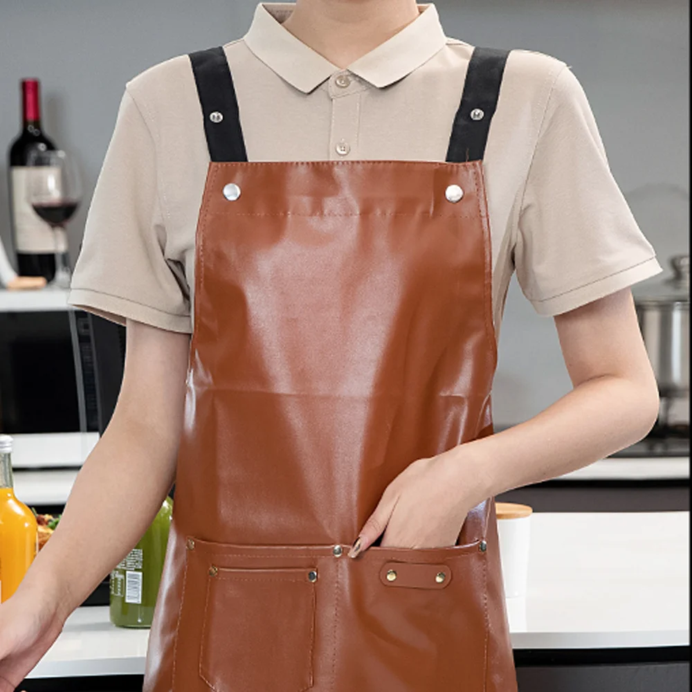 Custom Logo Kitchen Heavy Leather Apron Butcher Apron Bbq Leather ...
