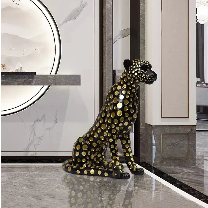 Custom Fiberglass Statue Anime Room - Home Leopard Sculpture