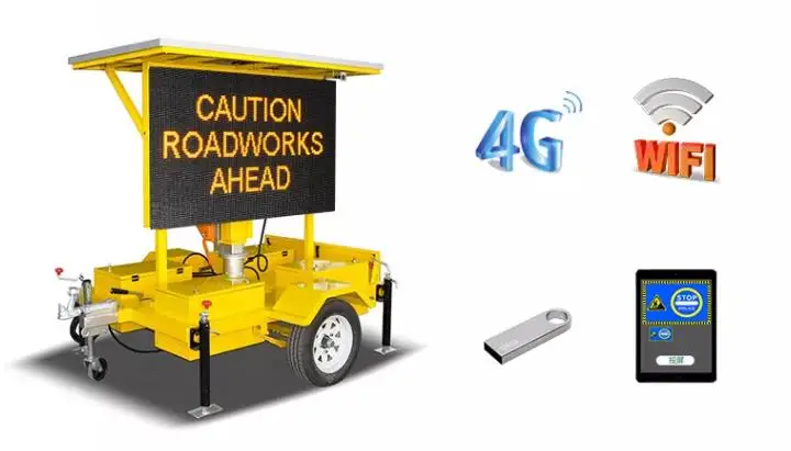 Solar LED Portable Variable Message Signs Mobile Screen Trailer Mounted ...
