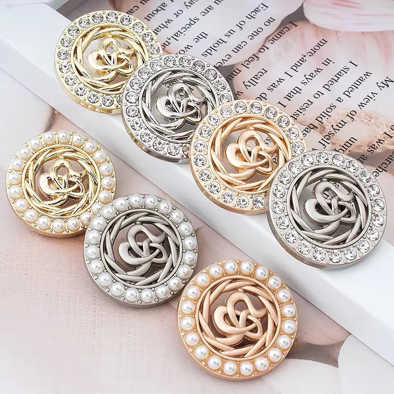 High Quality Round Gold Sliver Metal Buttons for Women Coat Clothing ...