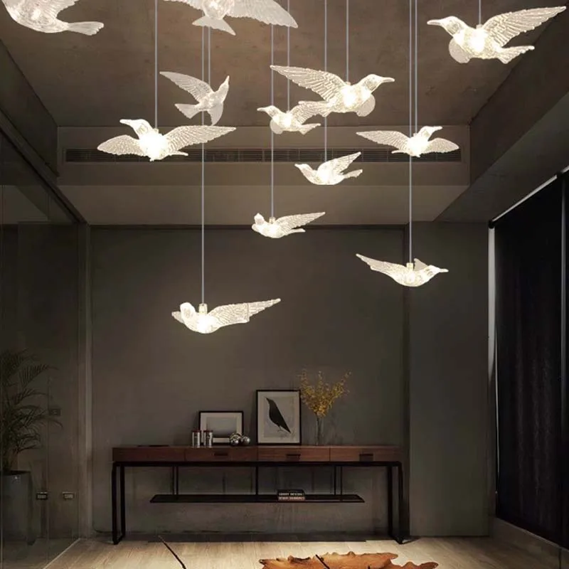 Nordic Hanging Light Luxury Lamp Bird Chandelier Modern Restaurant ...