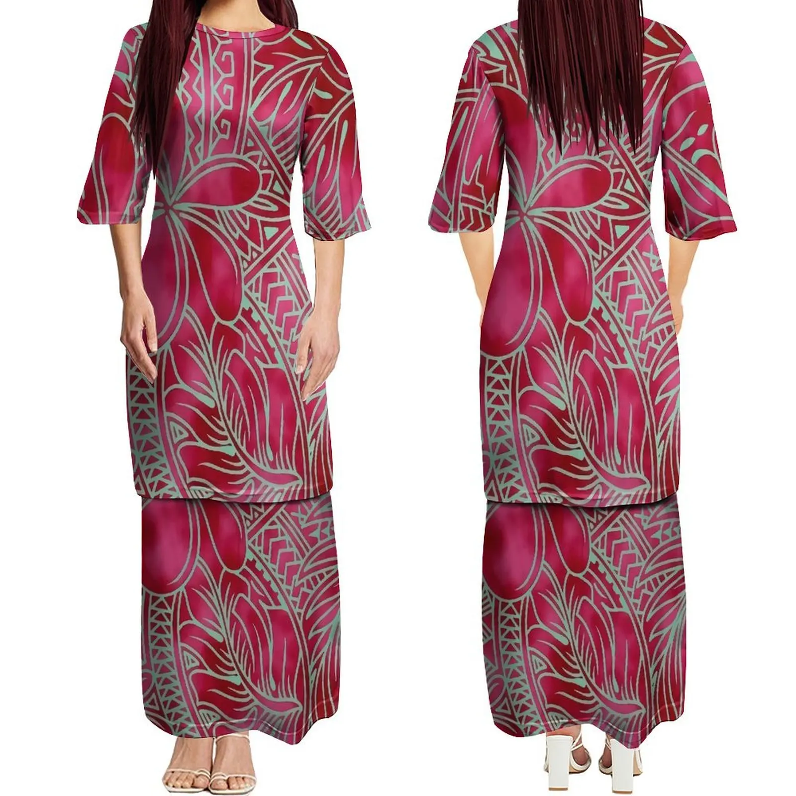 Wholesale Custom Polynesian Tribal Samoan Puletasi Set Ptaha O Neck Top ...