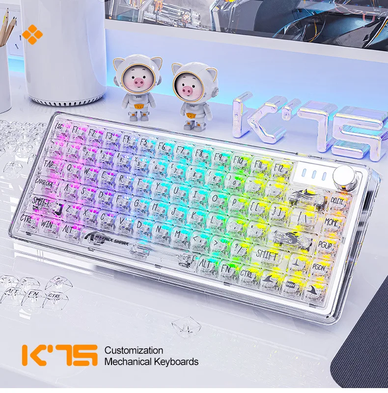 Attack Shark K75 Transparent Mechanical Keyboard Customized Wired RGB ...