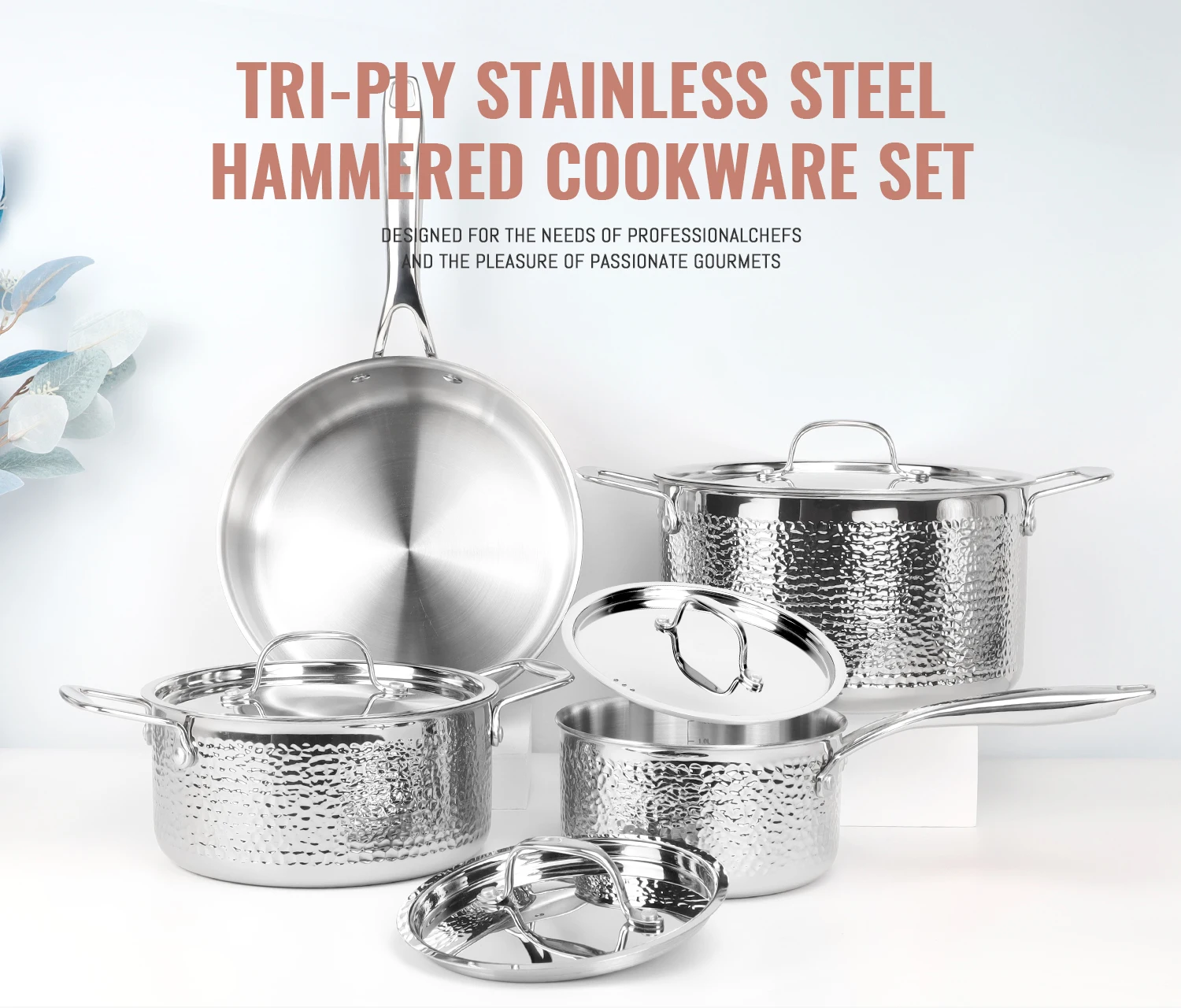 Home Kitchenware Juego De Ollas Sus304 Tri-ply Stainless Steel Cookware ...