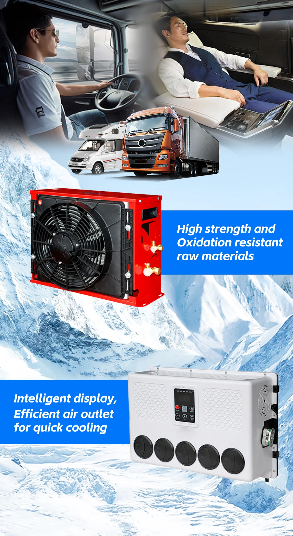 Electric Cooling 12V 24V Parking Truck Air Conditioning System Split ...