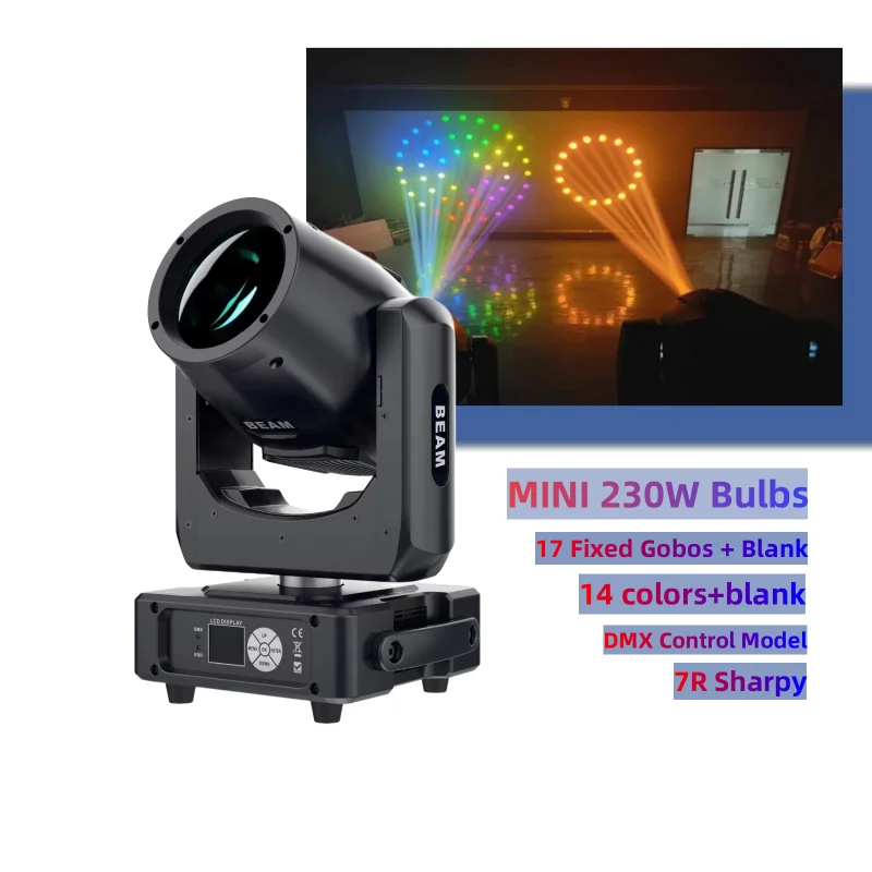 MINI Beam Moving Head Light 230W Bulbs 7R Sharpy 8+16+24 Prism Stage ...
